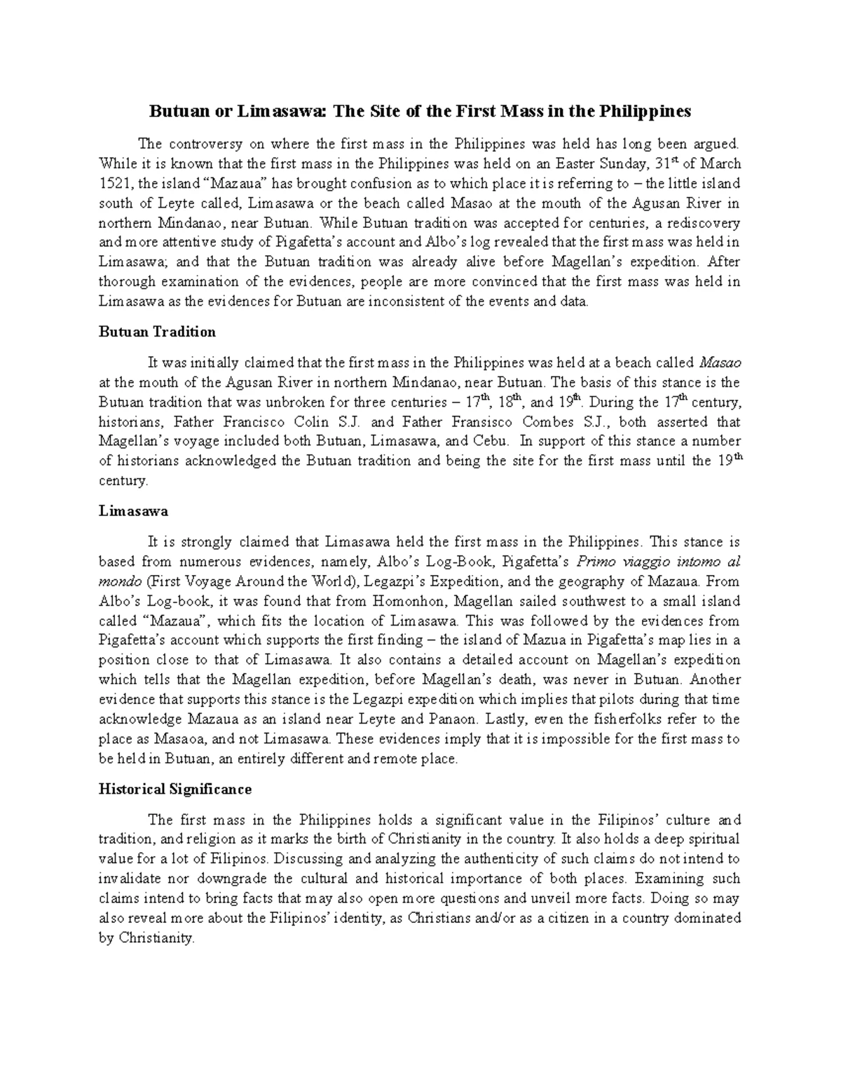 Butuan or Limasawa - The Site of the First Mass in the Philippines ...