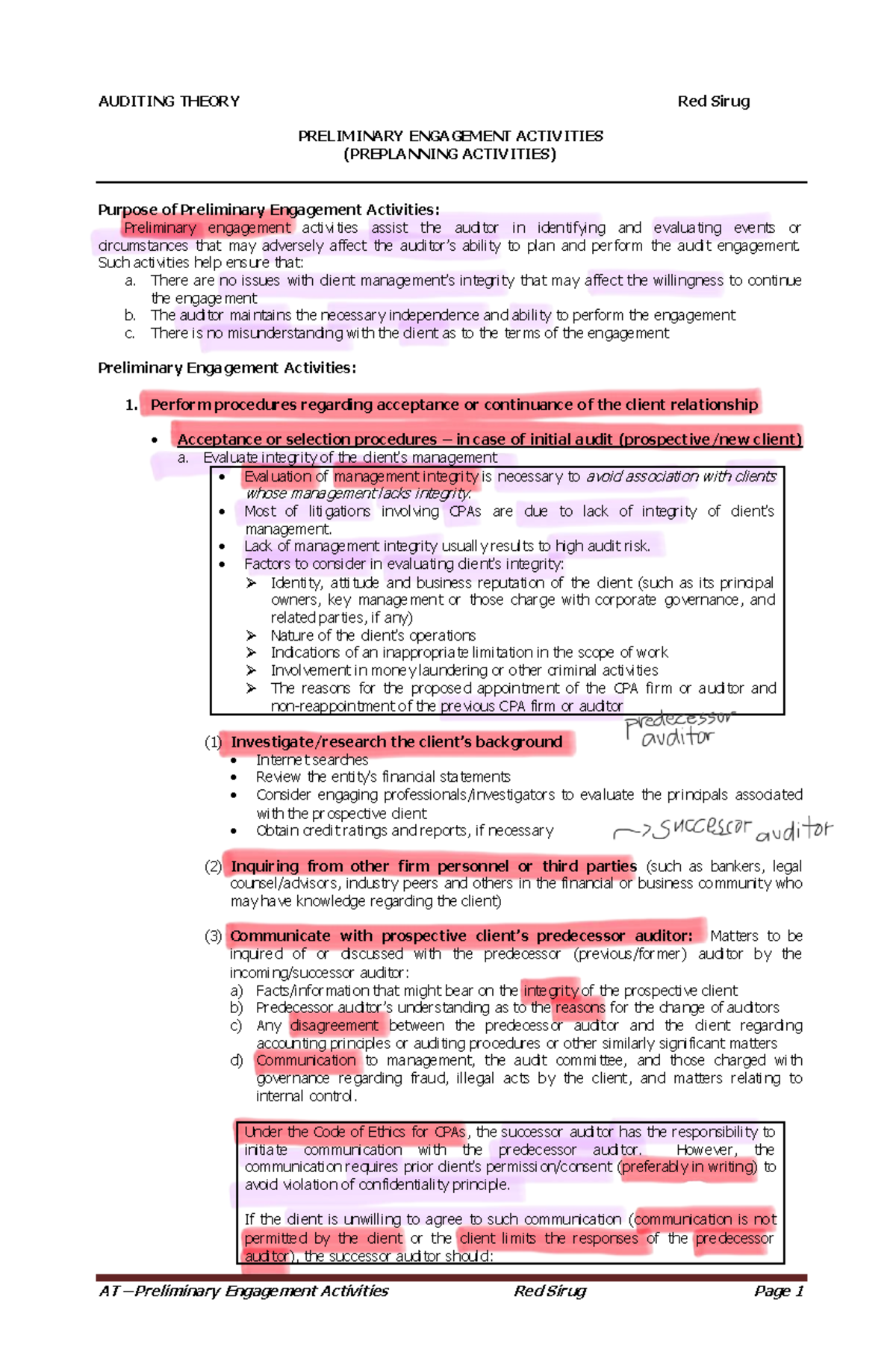 AT Preliminary Engagement Activities: Understanding Audit Planning - Studocu