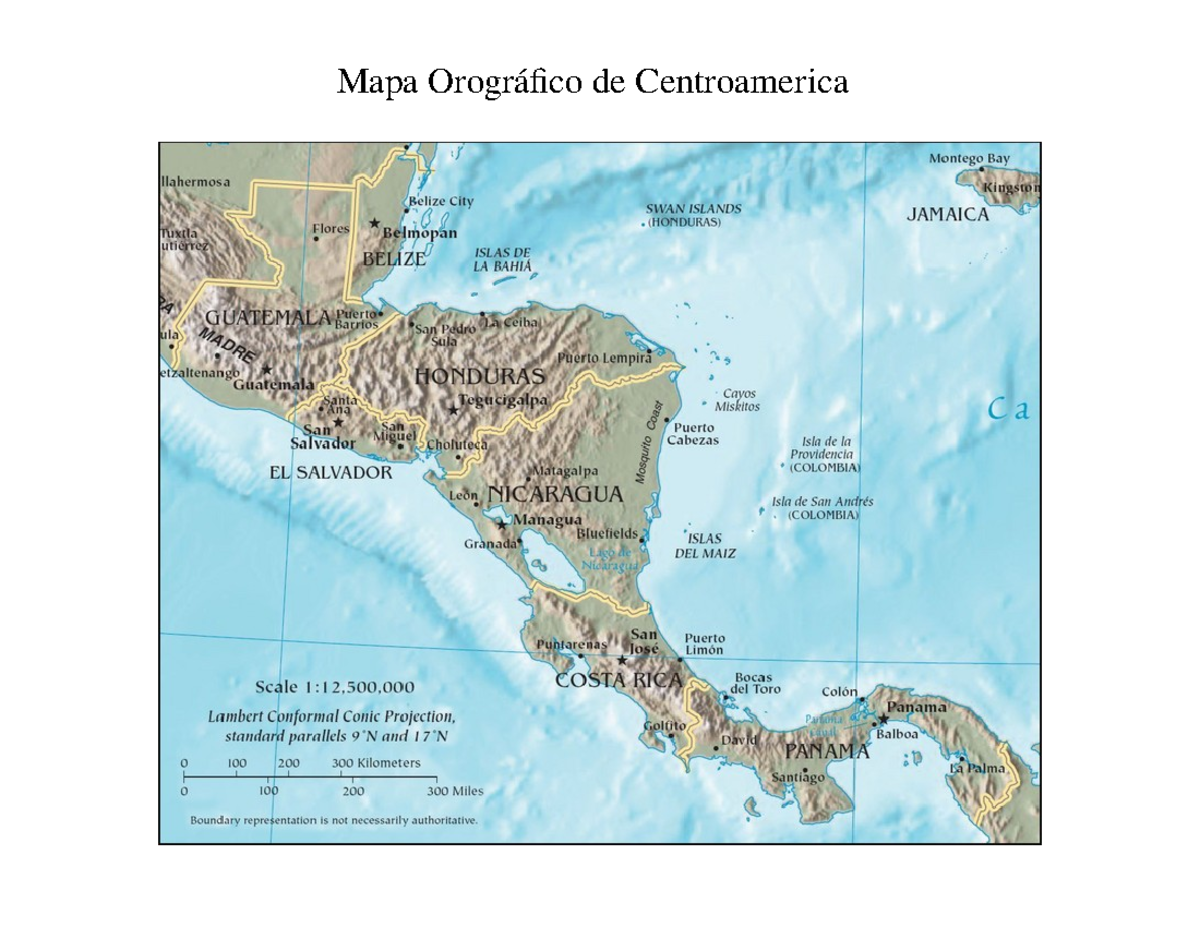 Mapa Orográfico de Centroamérica: Detalles Geográficos y Proyecciones ...