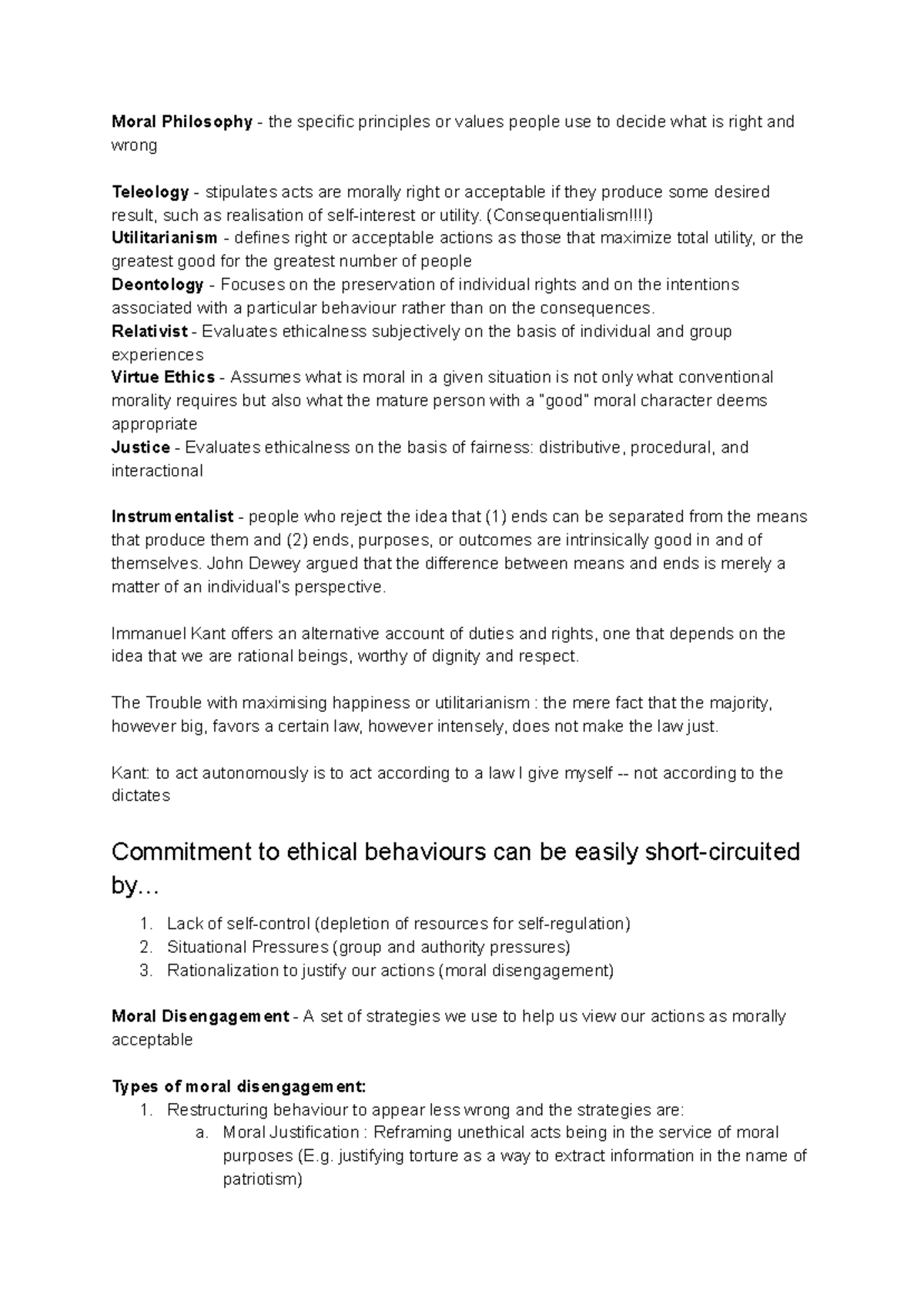 MNO 2705B - Moral Philosophy: Principles and Ethical Theories - Studocu