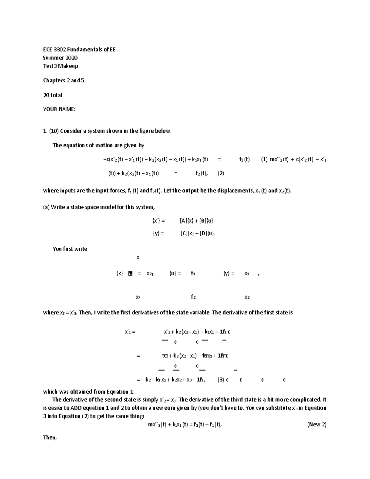 ECE3302 Test3 Make Up - ECE 3302 Fundamentals of EE Summer 2020 Test3 ...