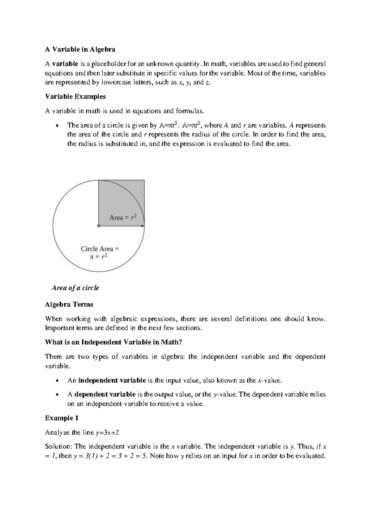 GMC III Algebra: Understanding Variables and Expressions - Studocu