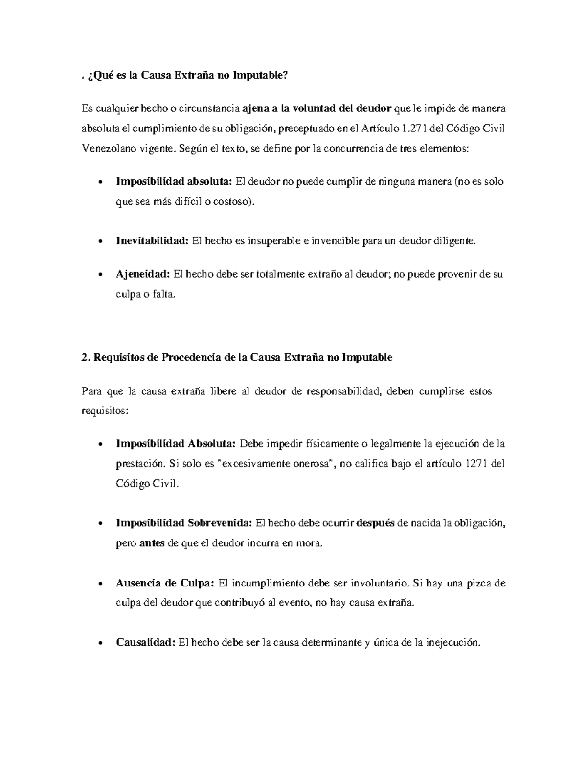 ¿Qué es la Causa Extraña no Imputable? - Análisis del Art. 1.271 CCV ...