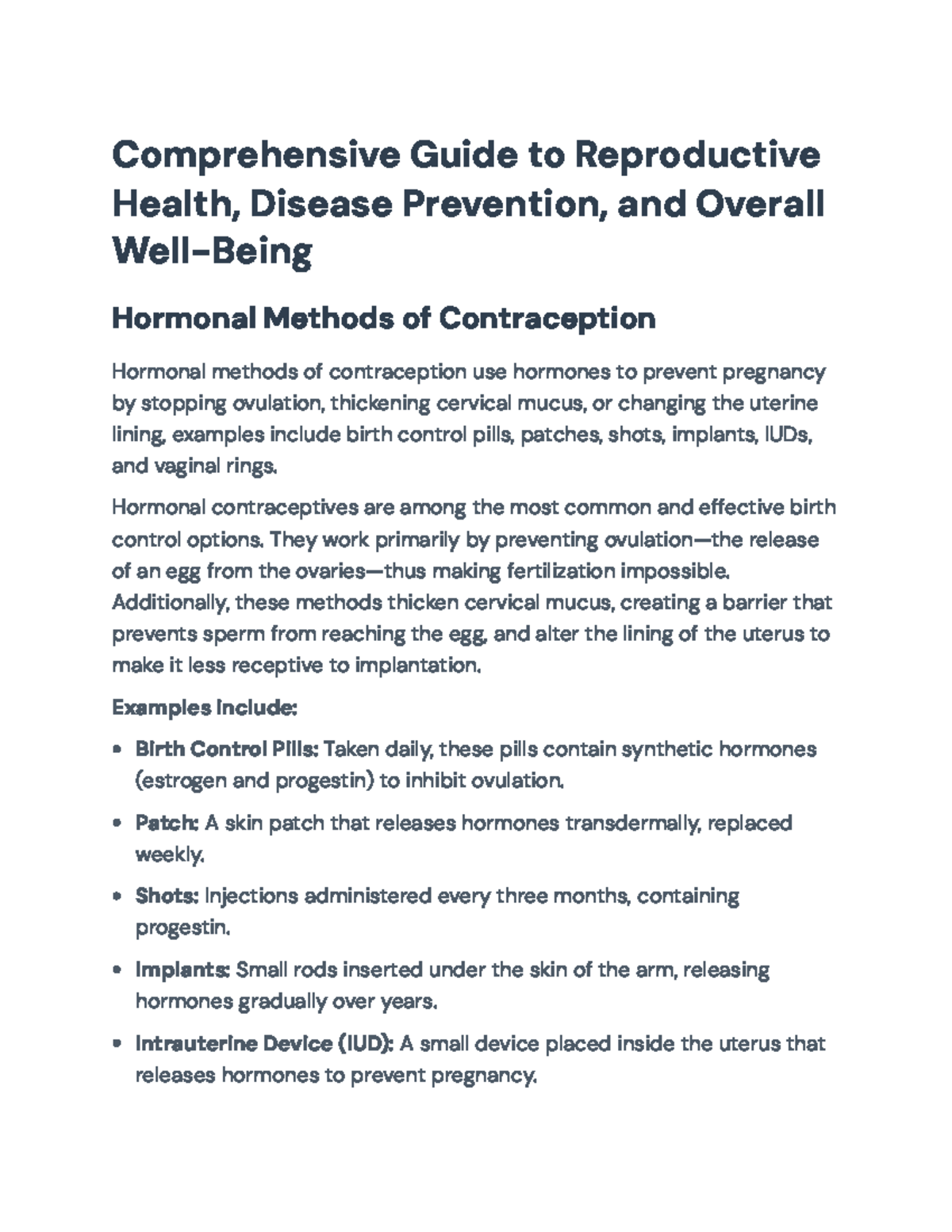 Comprehensive Guide to Reproductive Health & Disease Prevention (RH101 ...