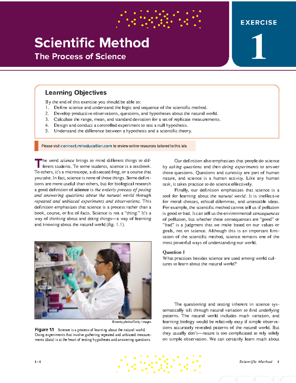 BIO1 Lab Manual - Chapter 1: Scientific Method & Yeast Experimentation ...