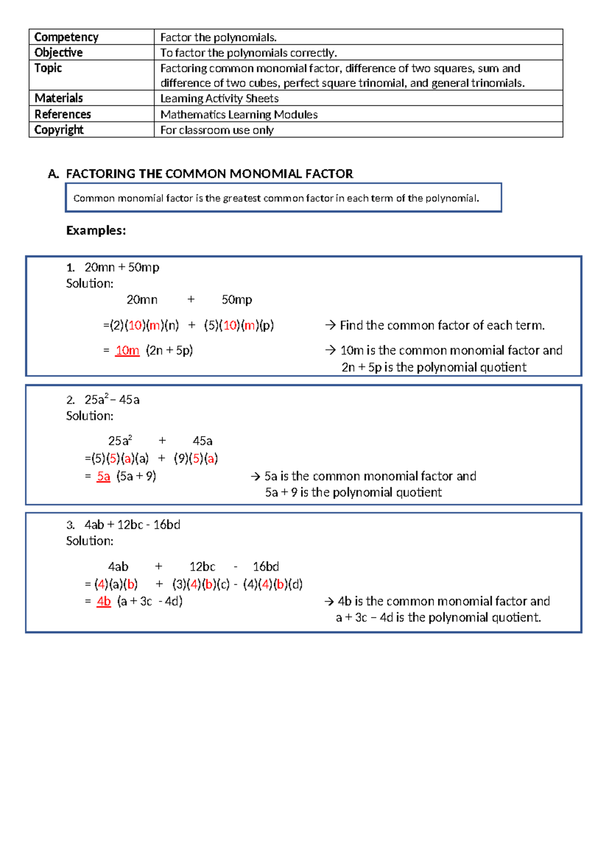 Factoring Polynomials: A Comprehensive Guide (MATH 101) - Studocu