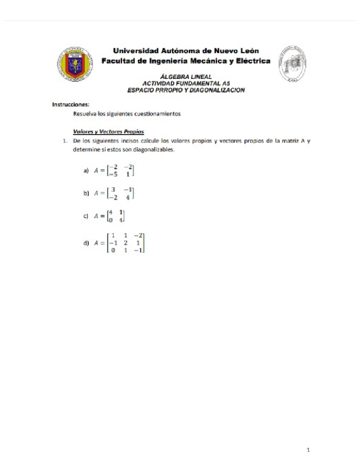 A5 - Espacio Propio y Diagonalización en Álgebra Lineal (STAT) - Studocu