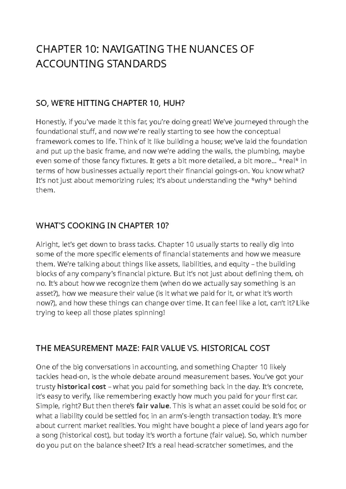 CHAPTER 10 REVIEW: NAVIGATING ACCOUNTING STANDARDS & FRAMEWORK - Studocu