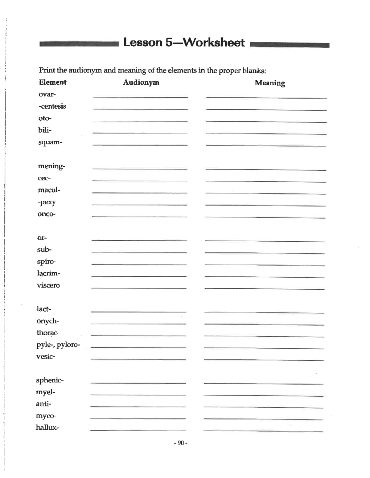 Dean Vaughn Lesson 5 - Medical Term Audionym & Meaning Assignment - Studocu