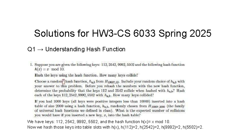 Updated Solutions for HW3-CS 6033 Spring 2025: Hash Functions & Data ...