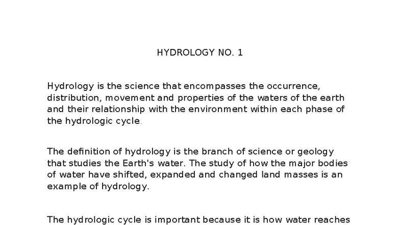 CE 324 Hydrology: Comprehensive Lecture Notes on Water Science - Studocu
