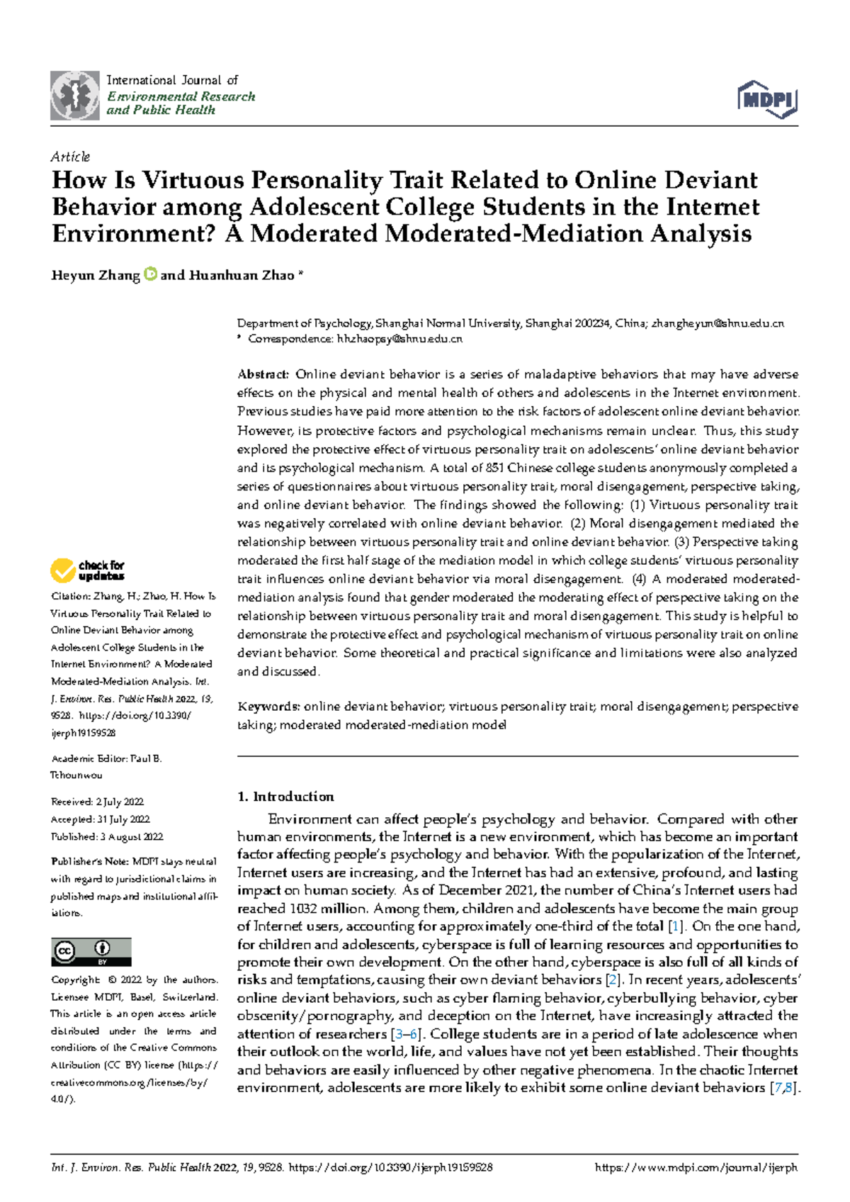 Exploring the Link Between Virtuous Personality Traits and Online ...