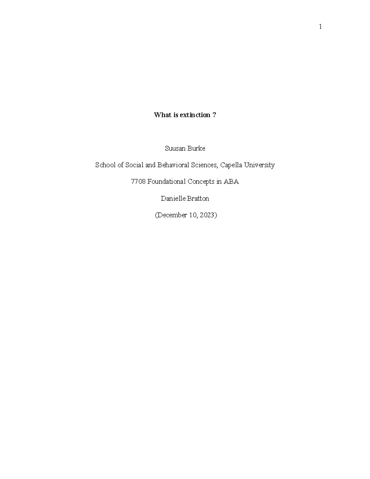 Foundational Concepts in ABA: Understanding Extinction (7708) - Studocu