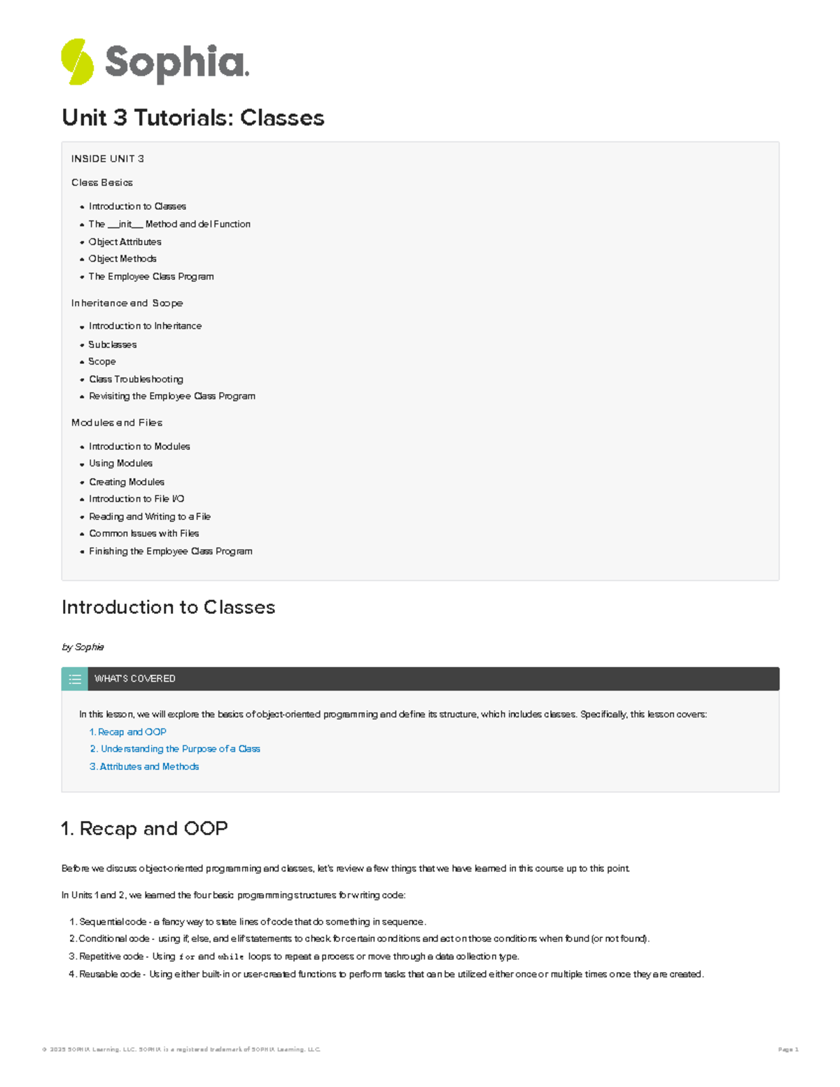 Unit 3 Tutorials: Classes - Understanding OOP Basics and Implementation ...