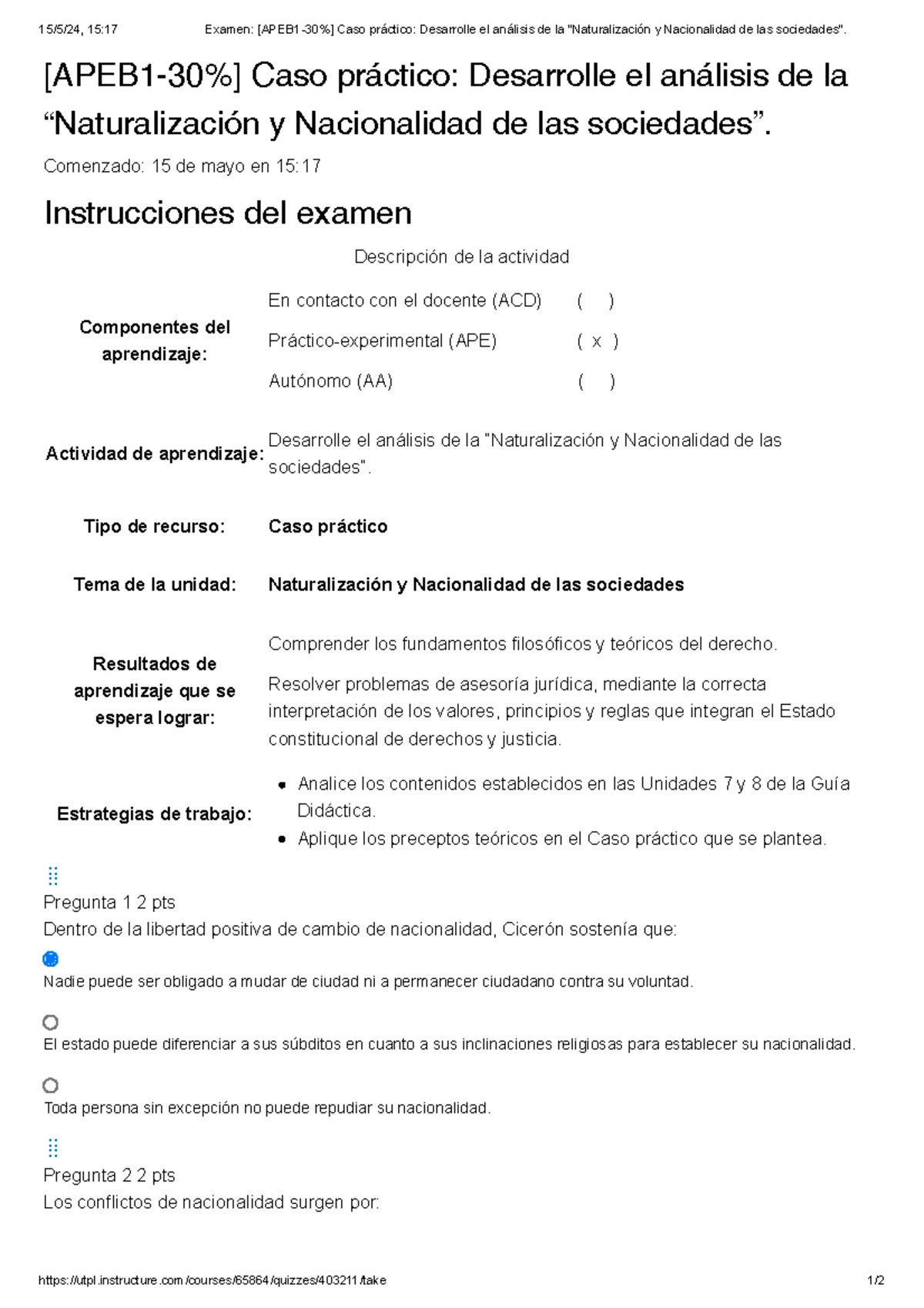 CASO Practico - [APEB1-30%] Caso práctico: Desarrolle el análisis de la “Naturalización y - Studocu