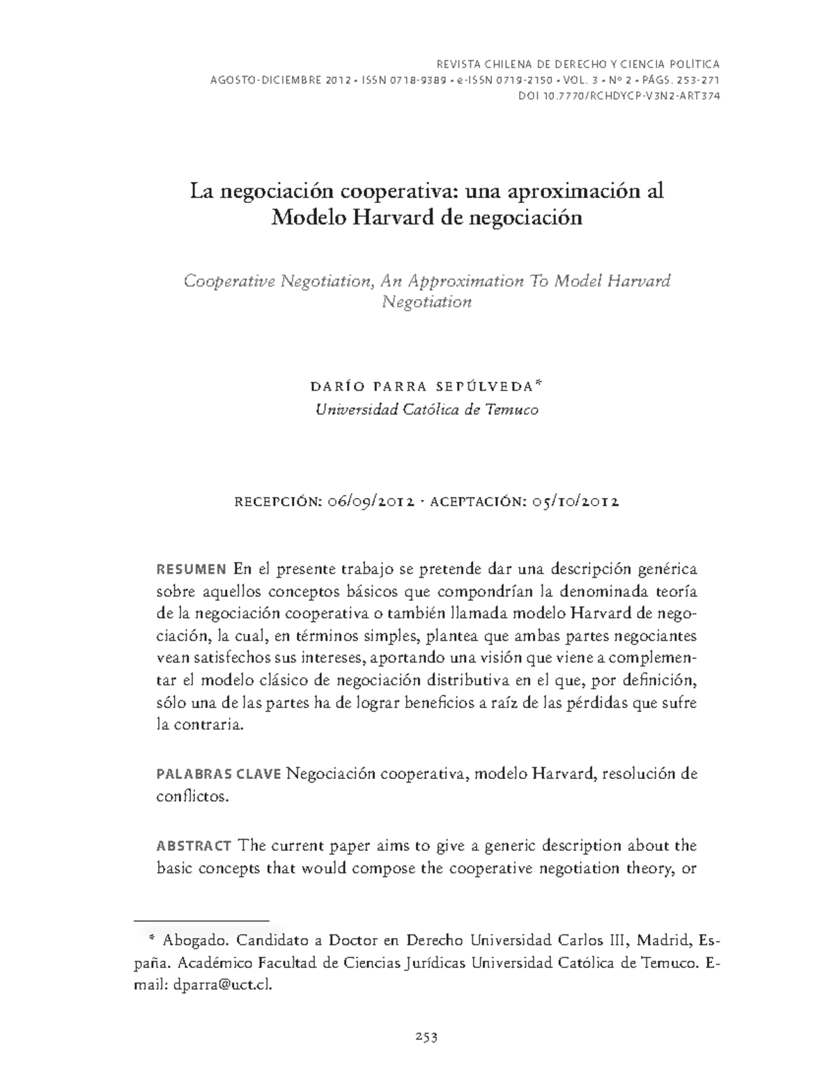 La Negociación Cooperativa: Aproximación al Modelo Harvard (DOI T374 ...