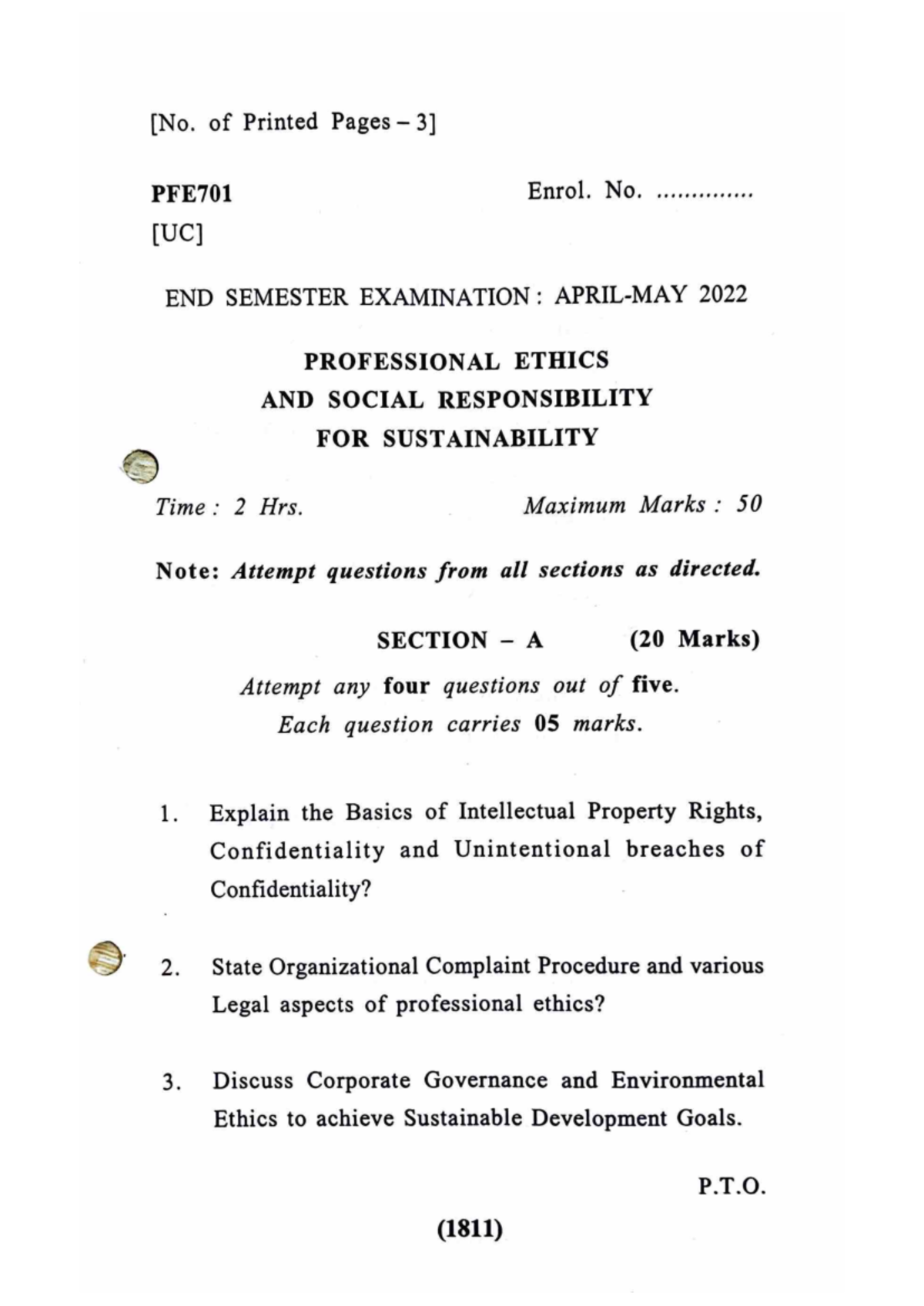 PFE - Previous Exam Papers and Study Guide - Studocu