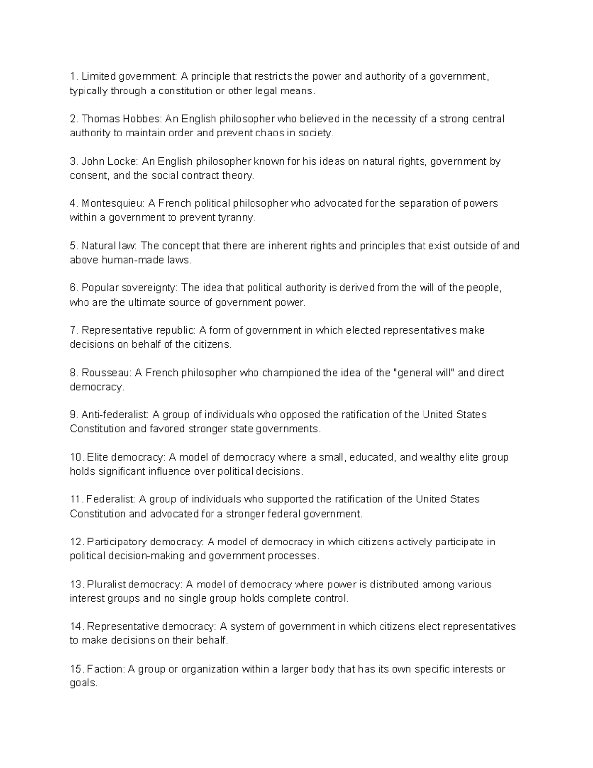 AP GOV Unit 1 Key Vocabulary Terms and Concepts - Studocu
