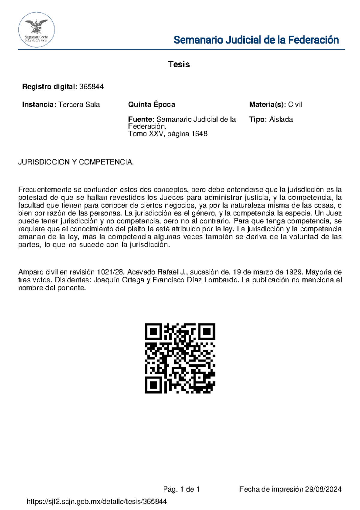 Tesis 365844 - Tesis Registro digital: 365844 JURISDICCION Y ...