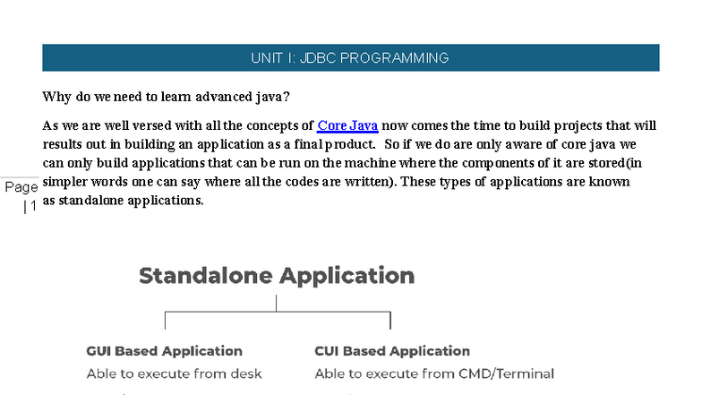 Advanced Java Unit I: JDBC Programming Overview and Concepts - Studocu