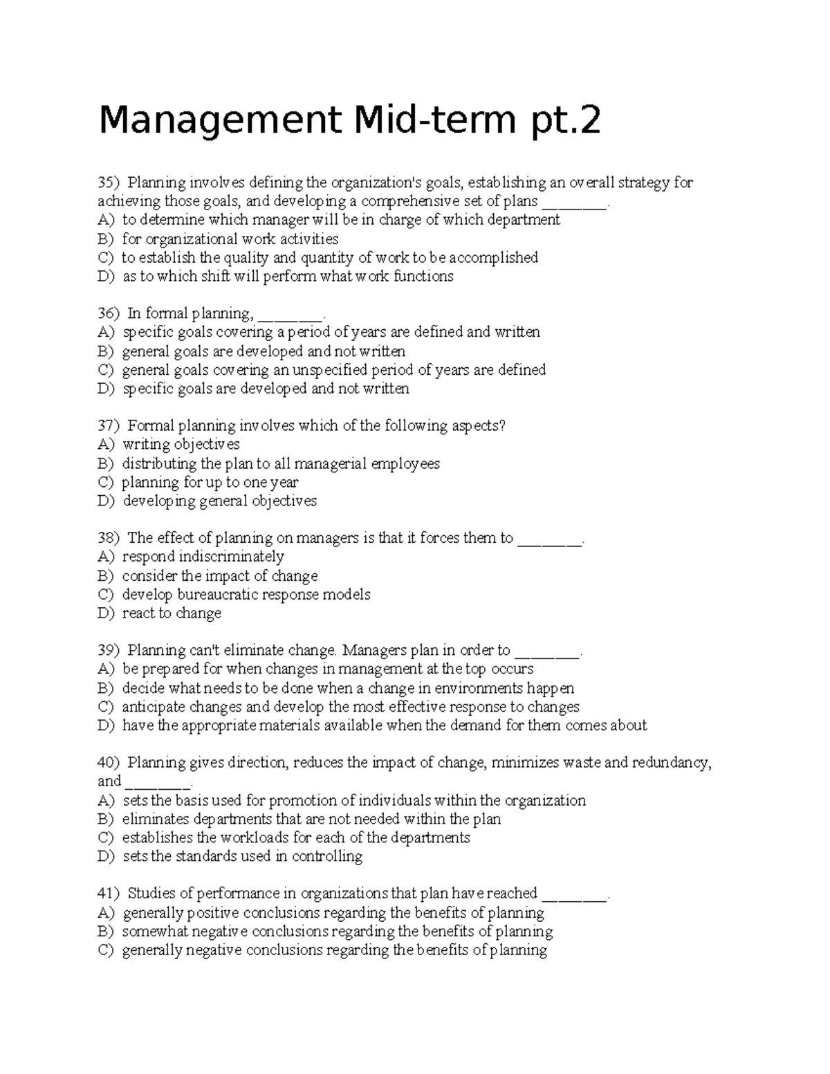 Management P.2: Comprehensive Planning Strategies and Goals - Studocu