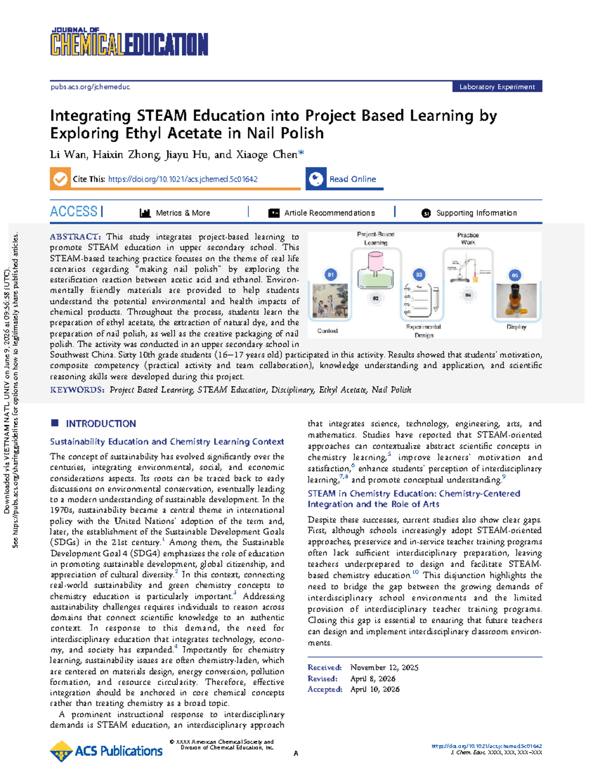 Integrating STEAM Education in PBL: Exploring Ethyl Acetate in Nail ...
