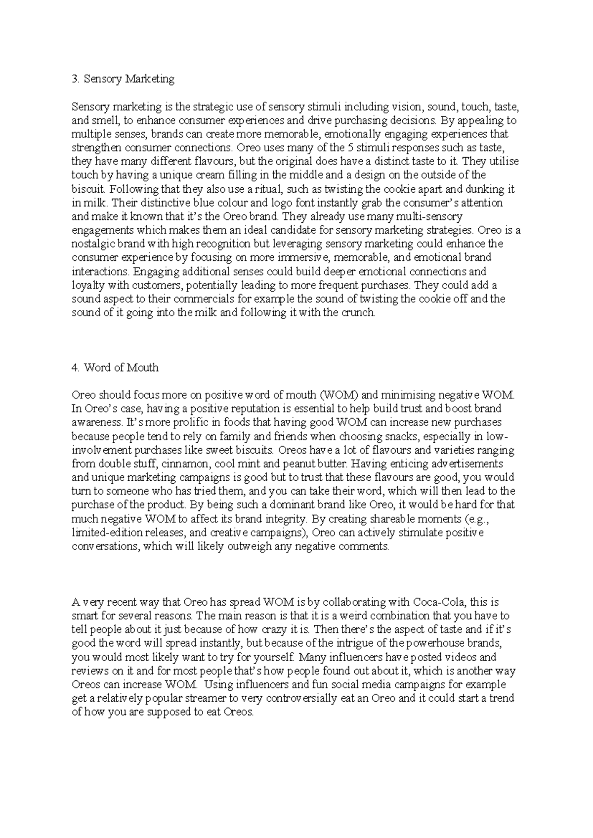 Team Assignment (Consumer Behaviour): Sensory Marketing & WOM ...