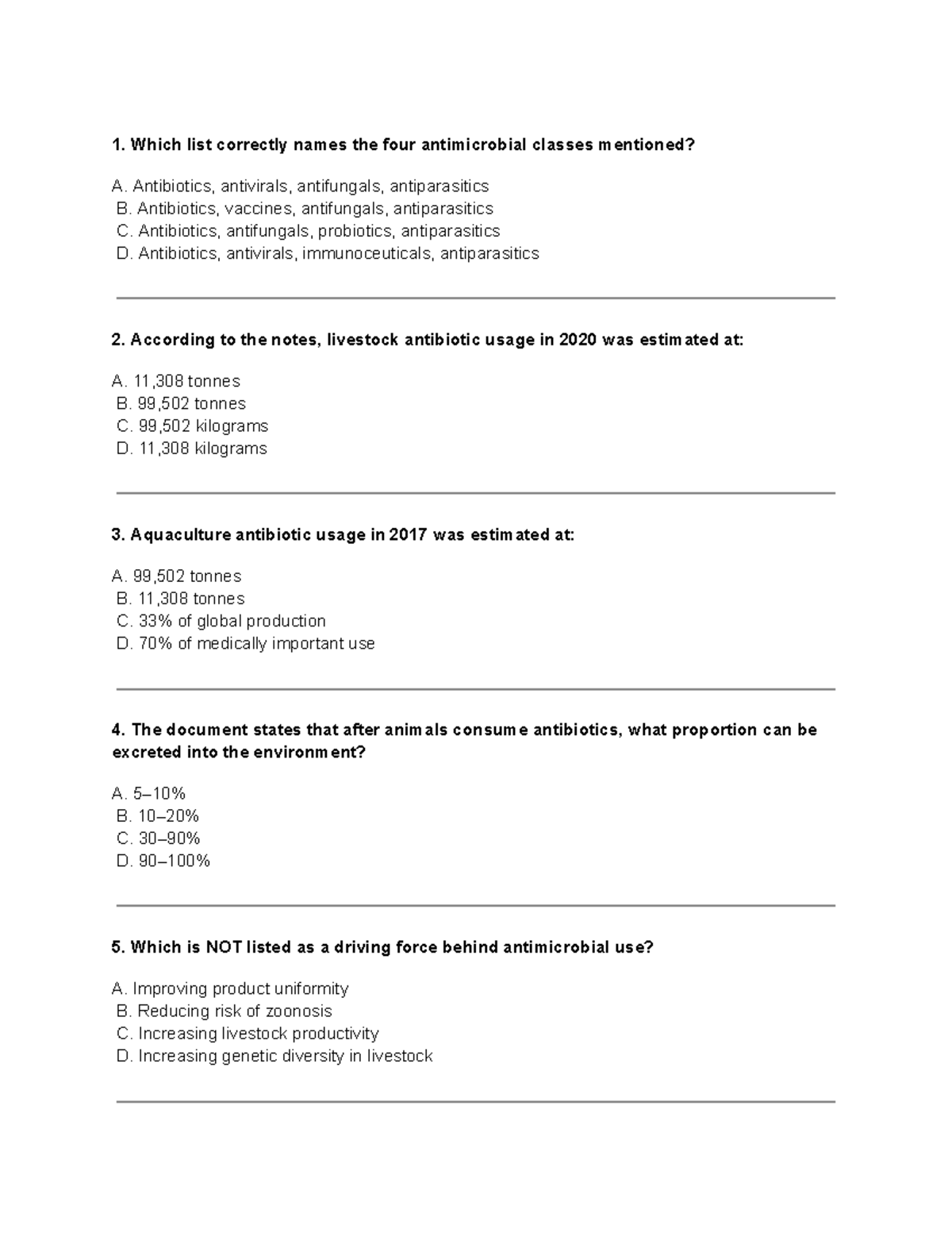 Unit 3 Mock 2: Antimicrobial Use & Resistance Practice Questions - Studocu