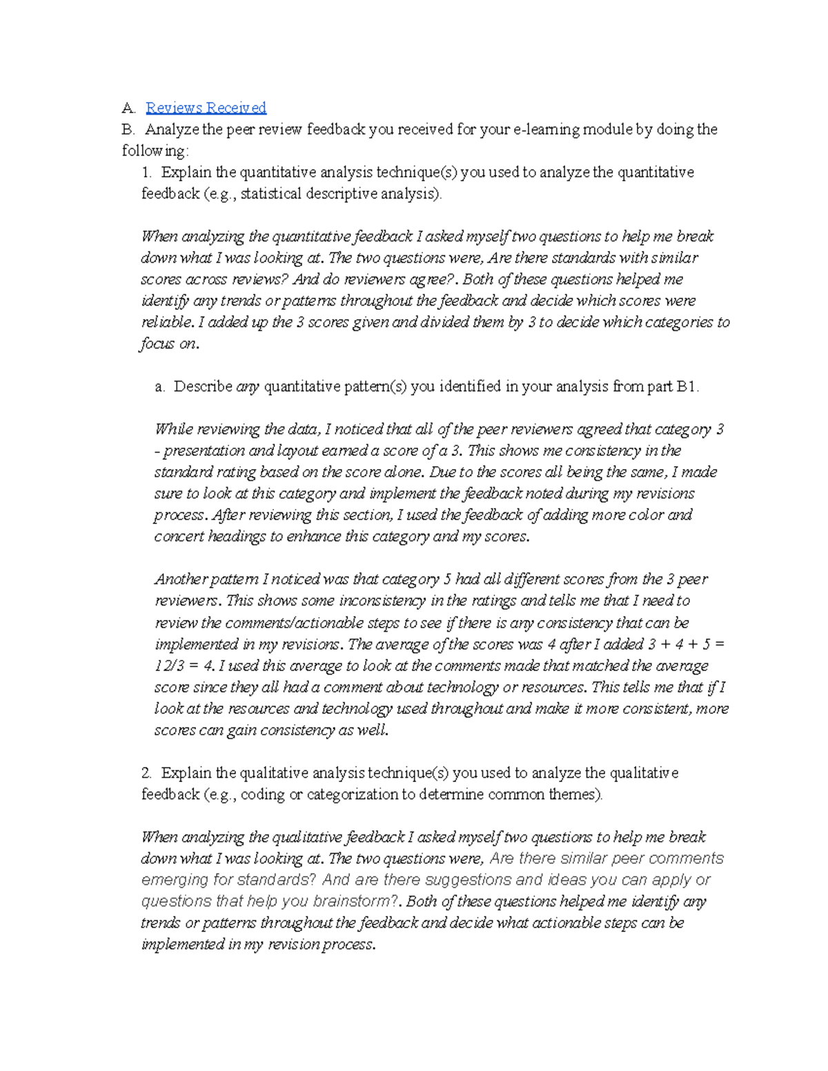 D299 Task 3 - Peer Review Feedback Analysis and Improvements - Studocu