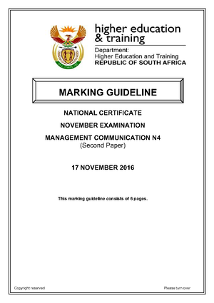 N1030 - Management Communication N4 P2 MEMO NOV 2019 - NATIONAL ...