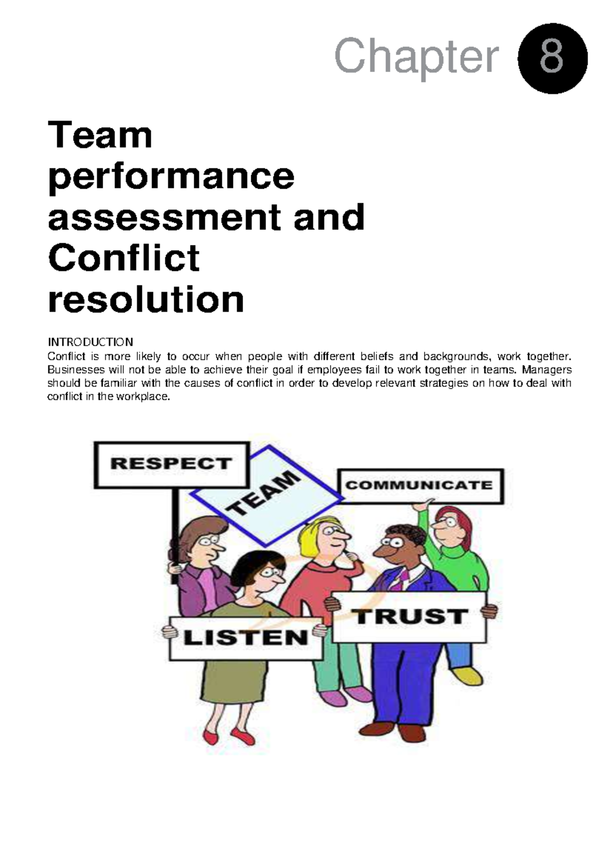 Grade 12 DBE Chapter 8: Team Performance Assessment & Conflict ...