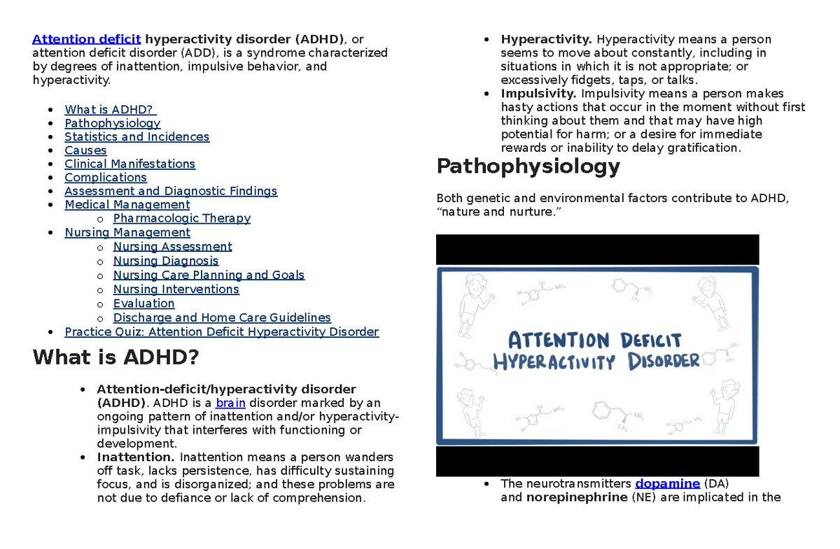 ADHD: Comprehensive Study Notes on Attention Deficit Hyperactivity ...