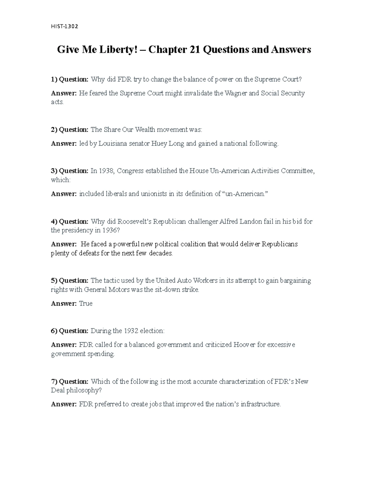 Chapter 15 Quiz - Give me liberty Questions and Answers. - HIST- Give ...