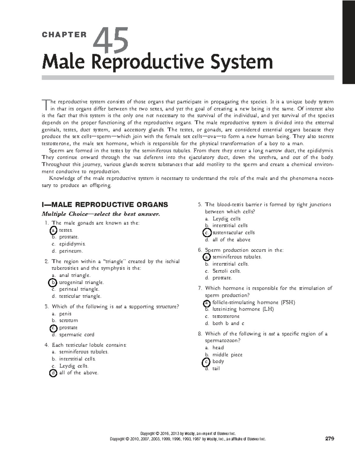 CHAPTER 45 Male Reproductive System: Key Concepts and Review Questions ...