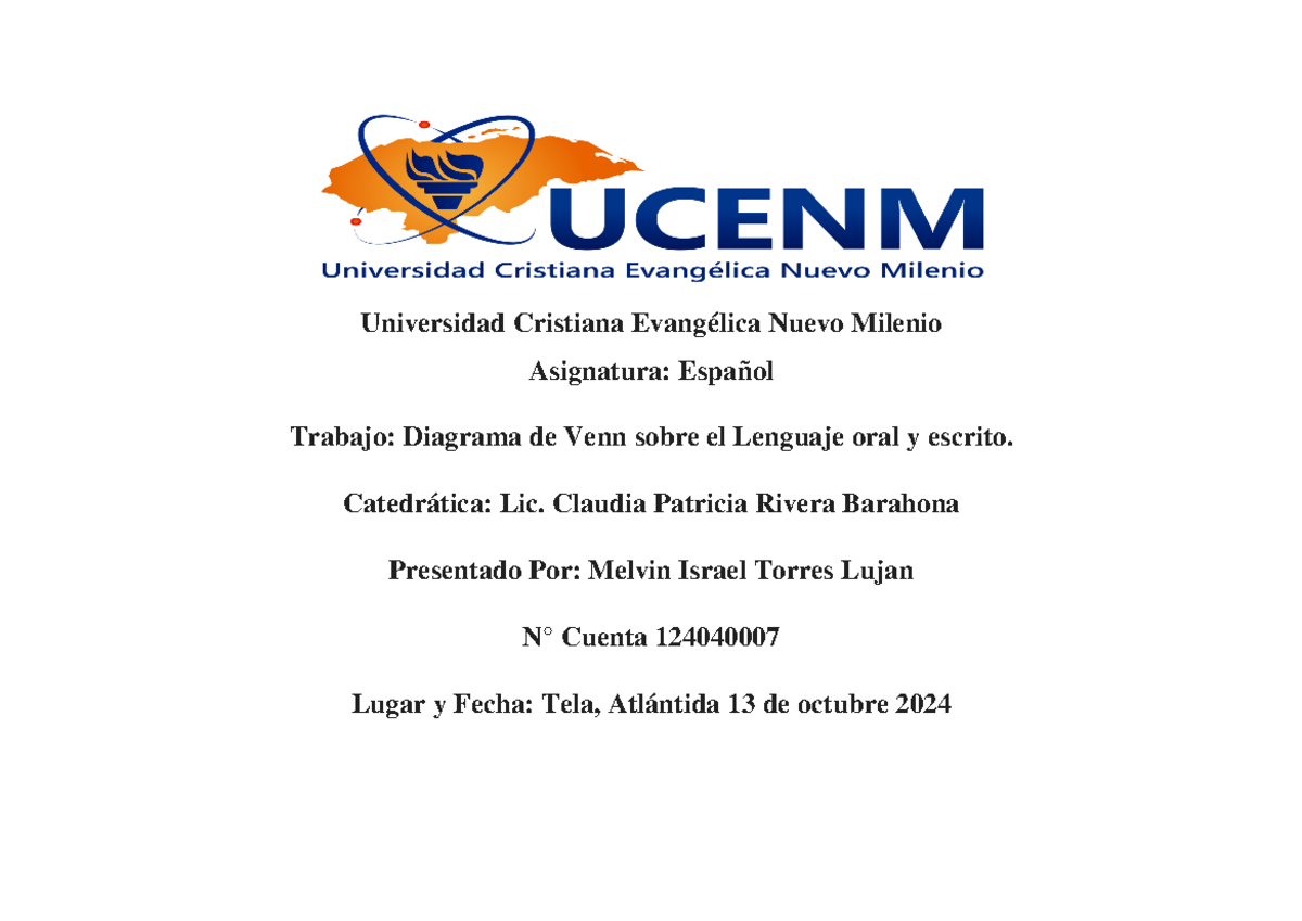 Diagrama de Venn: Lenguaje Oral y Escrito - Español 124040007 - Studocu