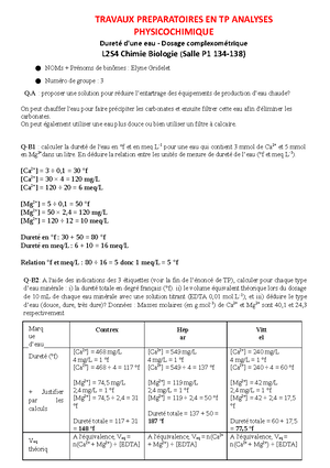Compte rendu tp1 chromato - TP 1 analyse chromatographique Compte rendu L'objectif de ce TP est ...