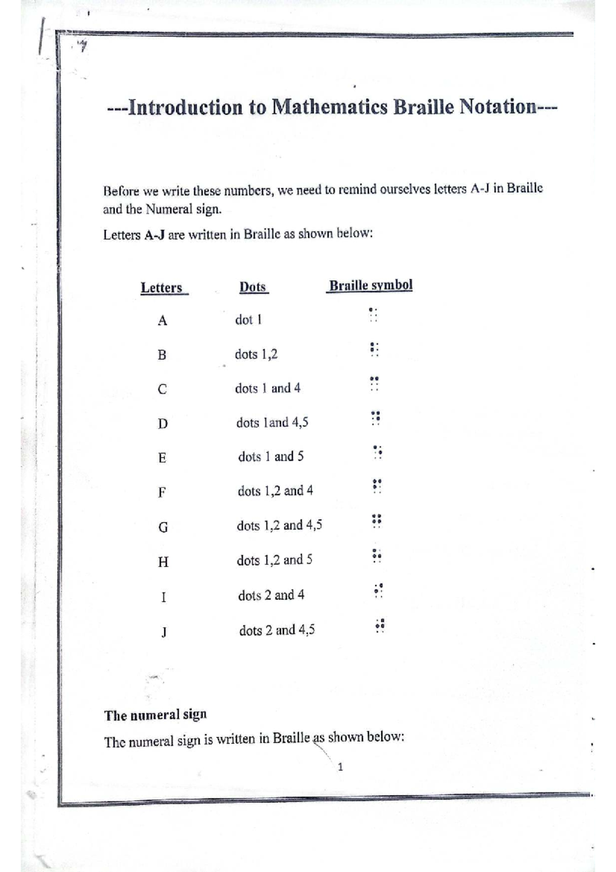 Intro to Mathematics Braille Notation (MATH 101) - Studocu