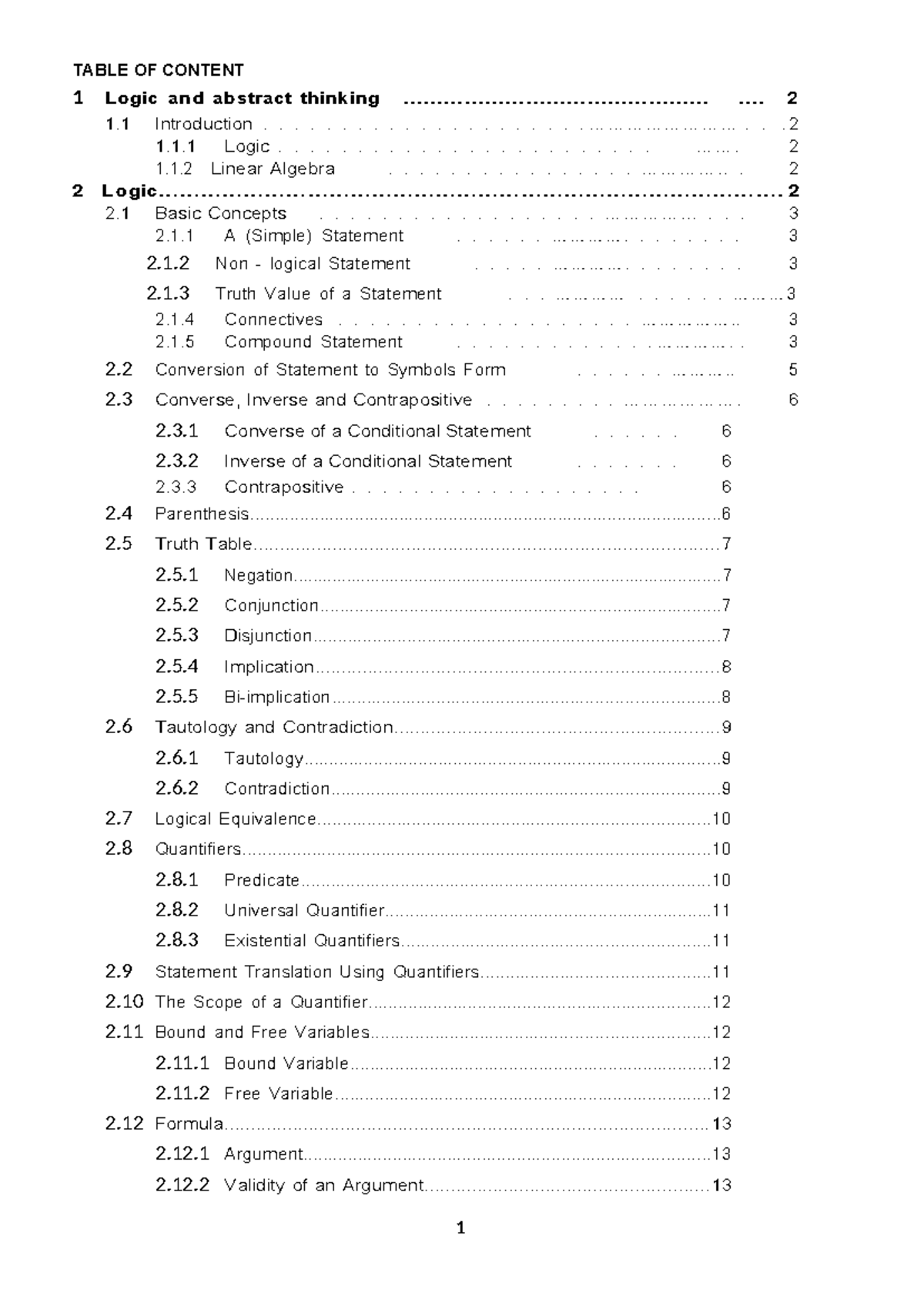 Logic and Linear Algebra Final Exam Notes - Studocu