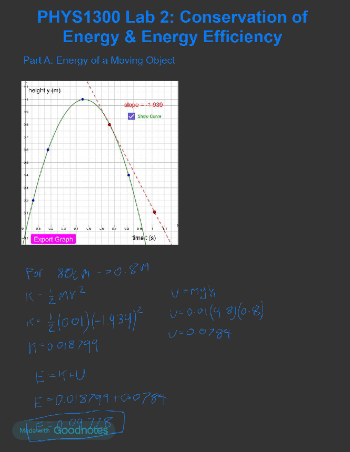 PHYS1300 Lab 2: Conservation of Energy & Efficiency Analysis - Studocu