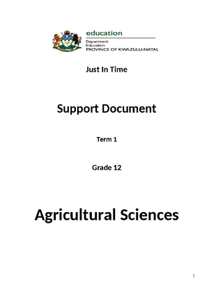 Grade 12 Agricultural Sciences Notes - Studocu