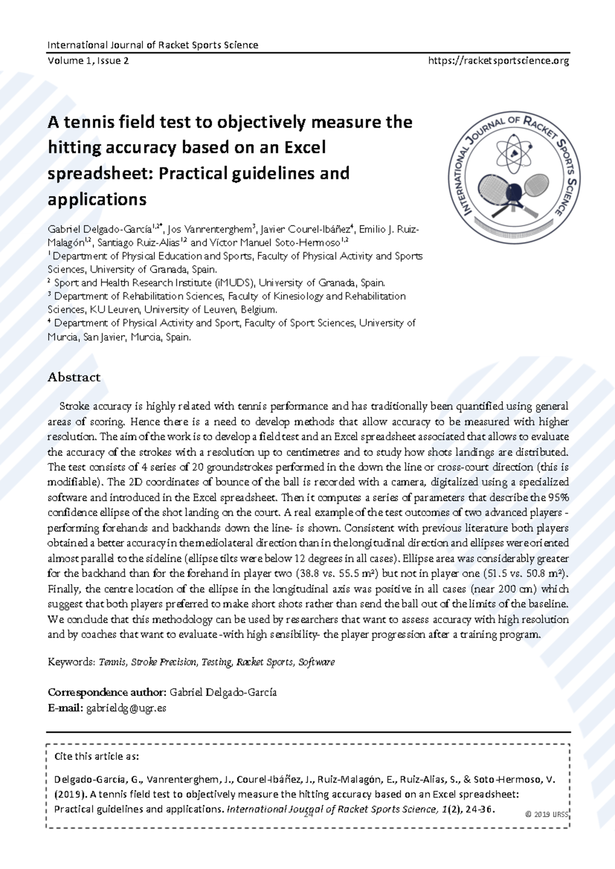 Tennis Hitting Accuracy Assessment: A Field Test Methodology with Excel ...