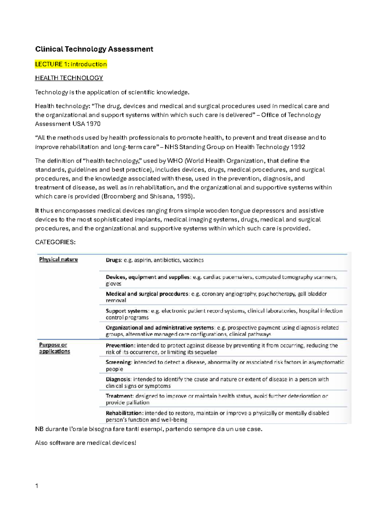 CTA - Clinical Technology Assessment Lecture 1: Introduction to Health - Studocu