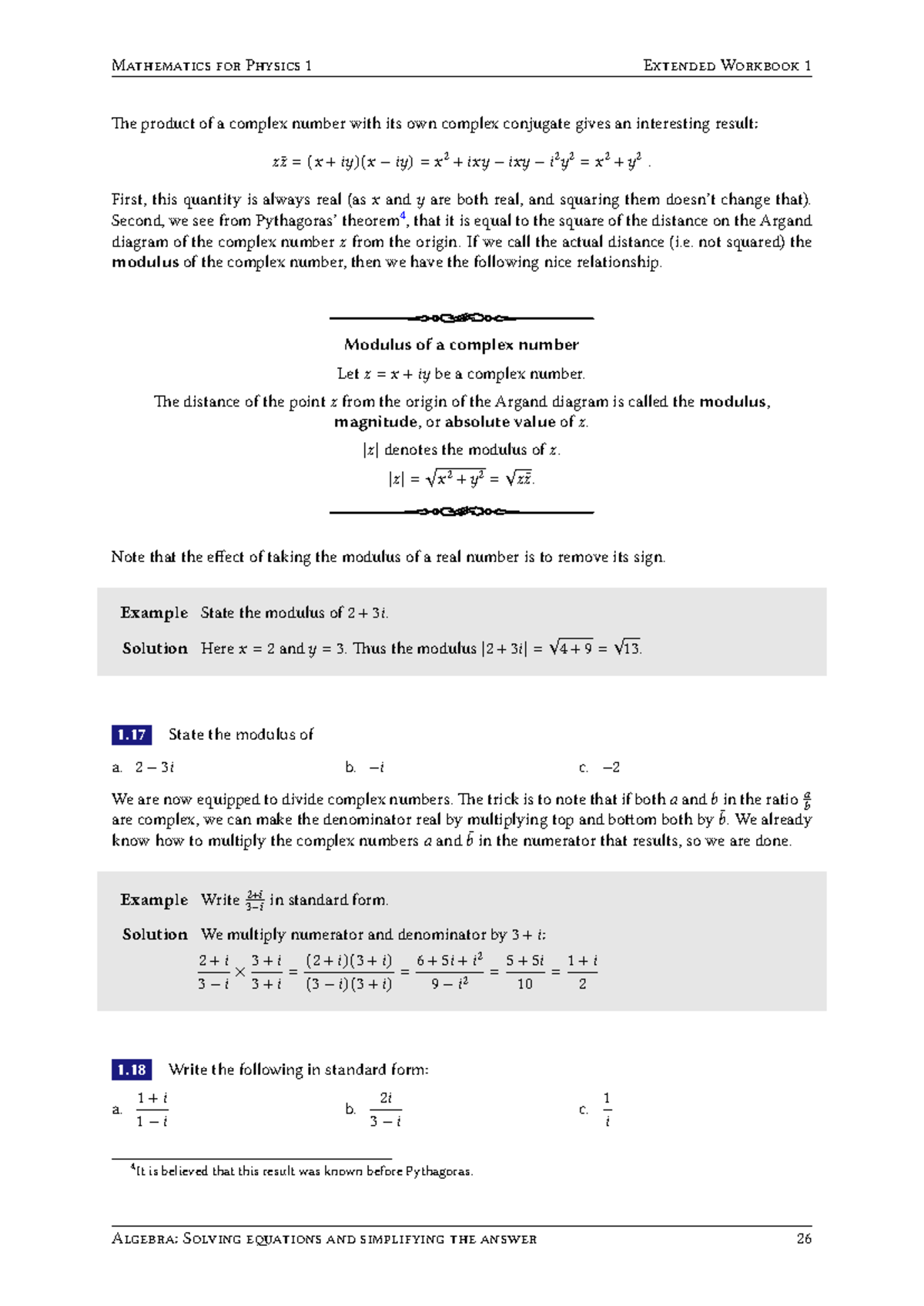 Mathematics for Physics 1 (Mf P1) Extended Workbook 1: Algebra ...