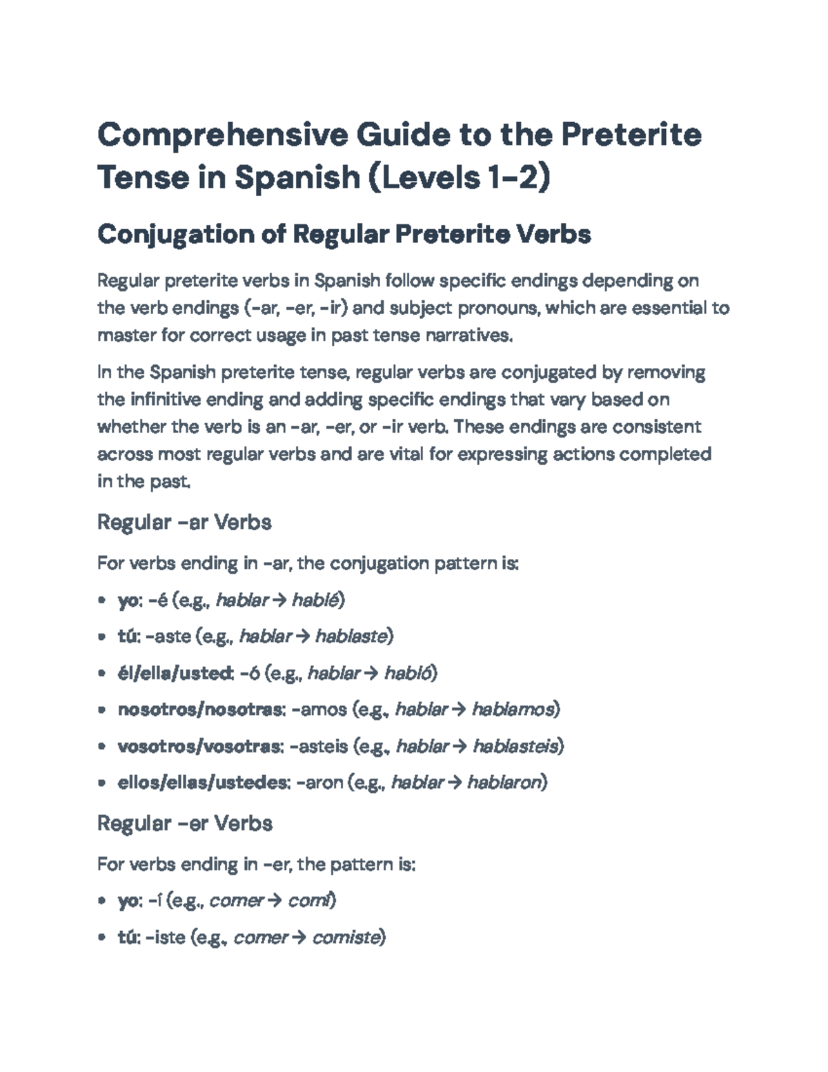 Comprehensive Guide to Conjugating the Preterite Tense in Spanish ...