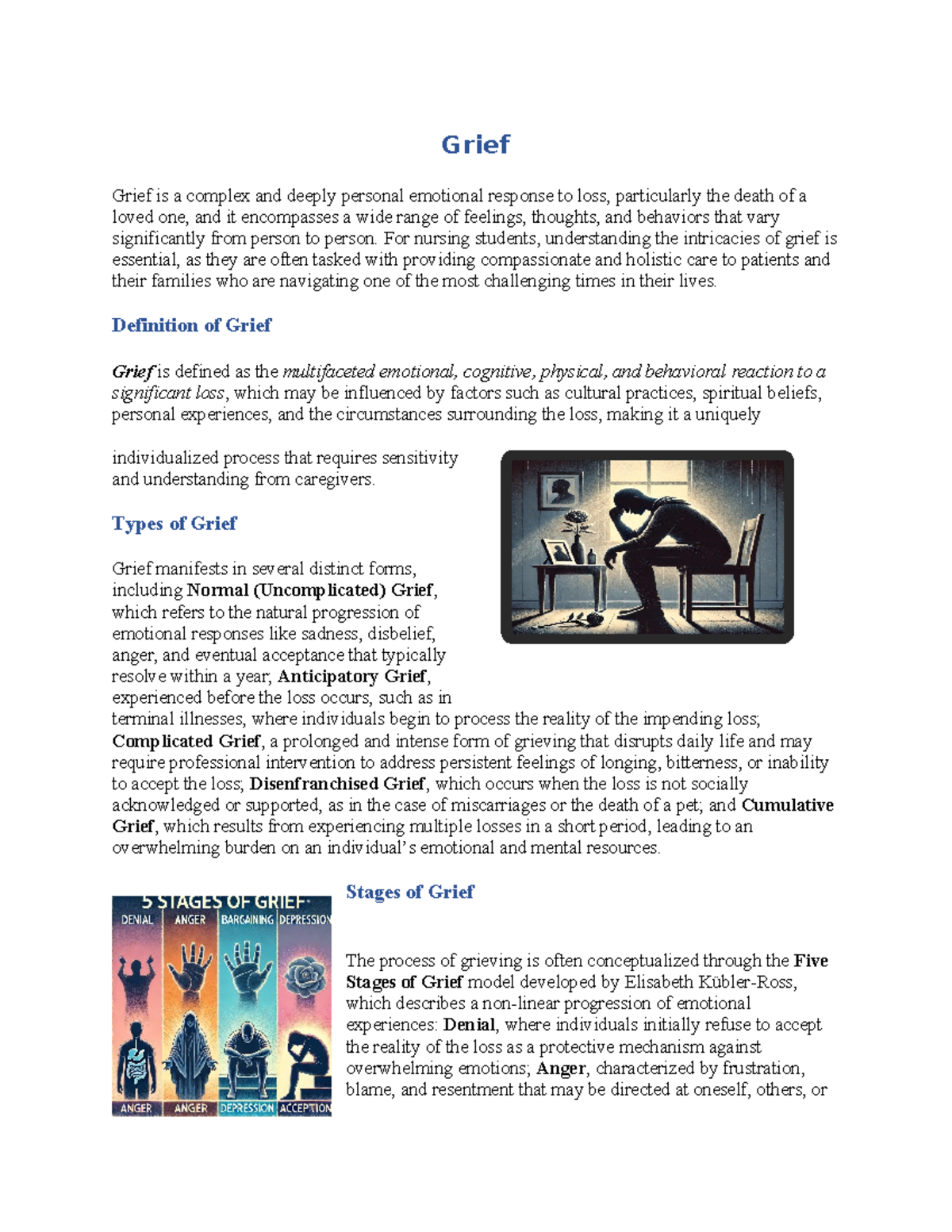 Grief - Grief Grief is a complex and deeply personal emotional response ...