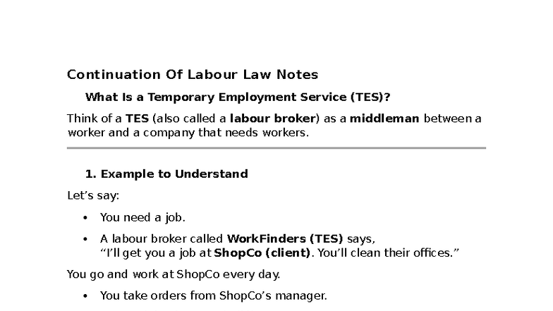 Continuation Of Labour Law Notes - 🔹 1. Example to Understand Let’s say ...