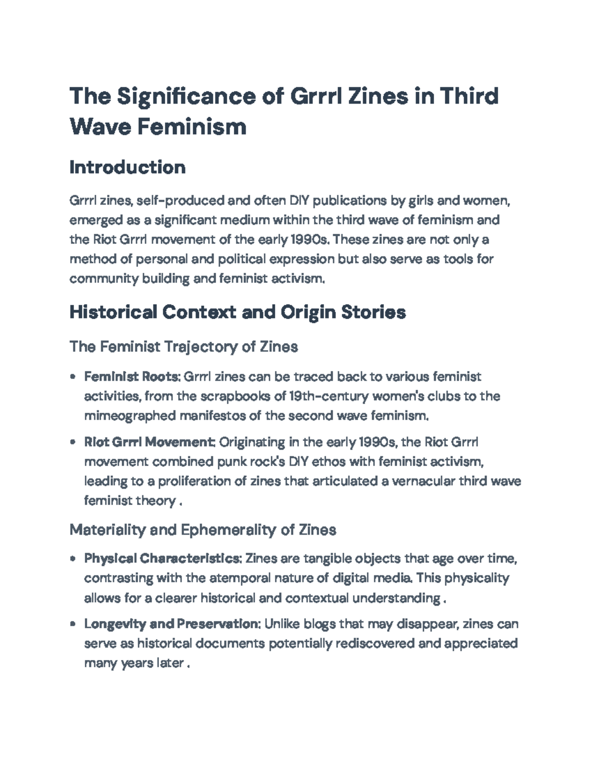 The Significance of Grrrl Zines in Third Wave Feminism: An Analysis ...