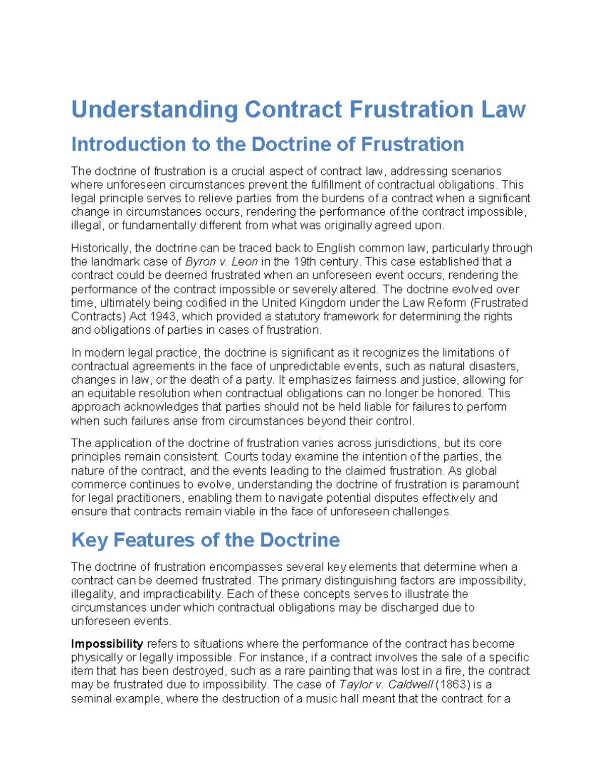 Understanding Contract Frustration Law - Understanding Contract ...
