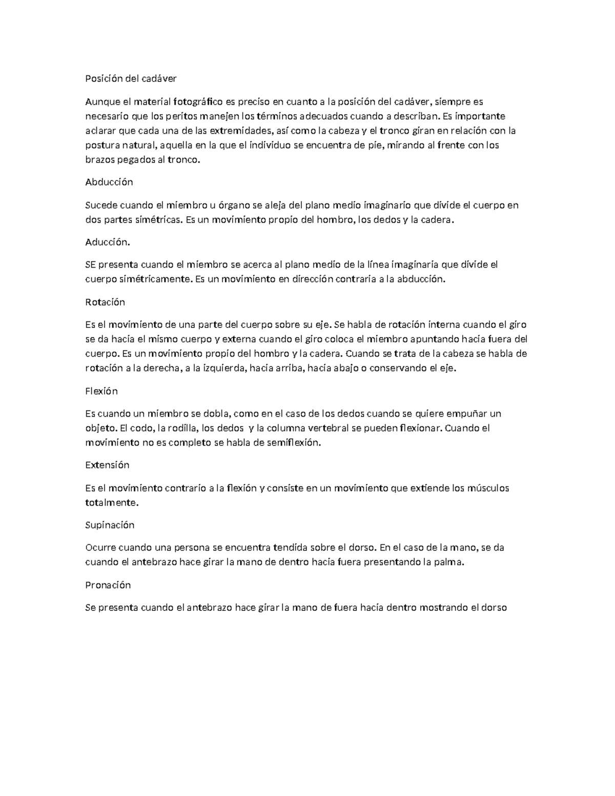 Estudio sobre Posiciones Cadavéricas en Criminalística - Studocu