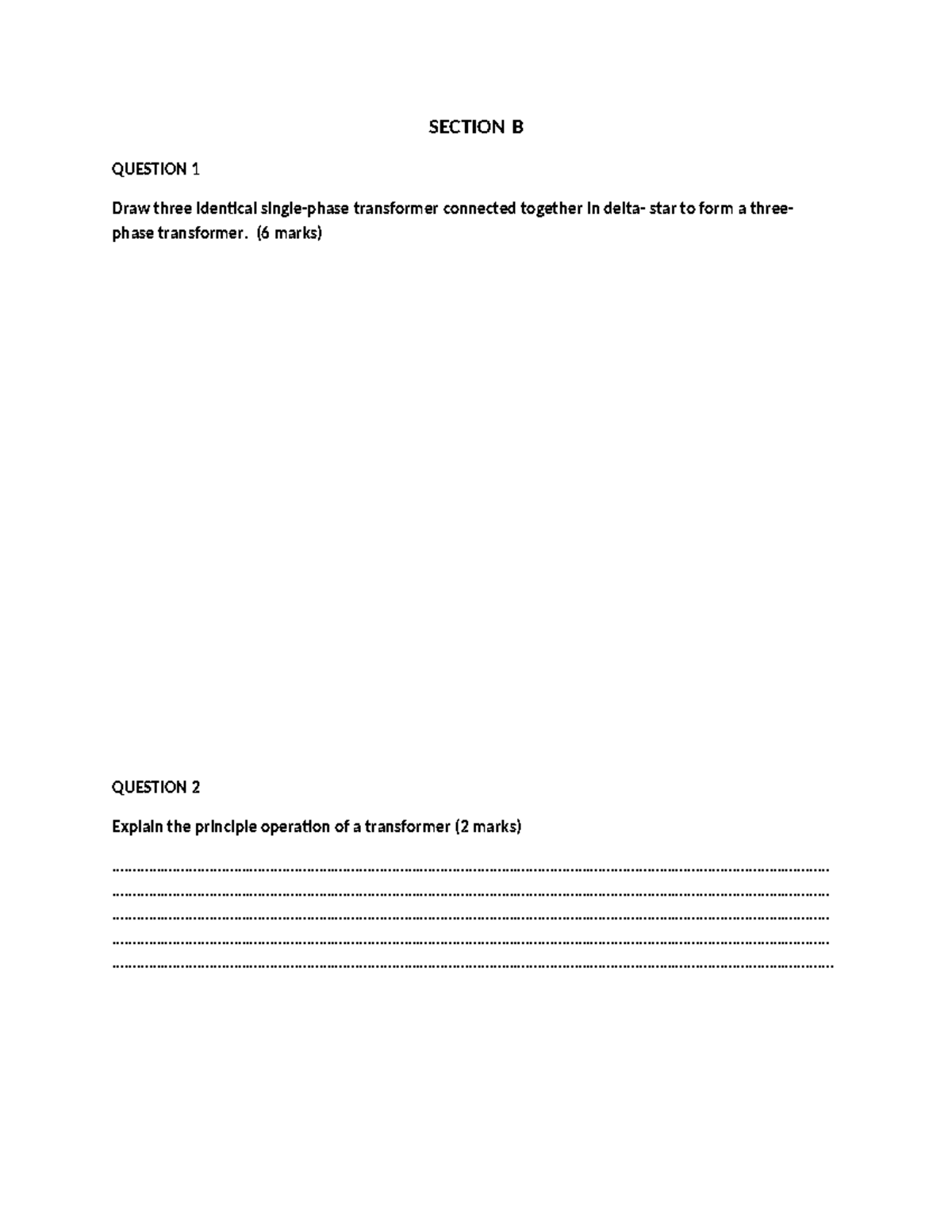 3rd Year NCC Section B - Transformer & Motor Operation Questions - Studocu